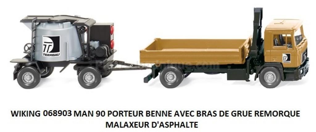 MAN 90 PORTEUR BENNE AVEC BRAS DE GRUE REMORQUE MALAXEUR...
