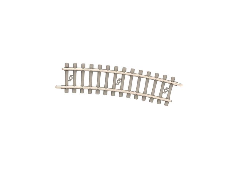 RAIL COURBE AVEC TRAVERSES EN BÉTON, R 2 (228,2 mm) - 15°. RAIL COURBE ...
