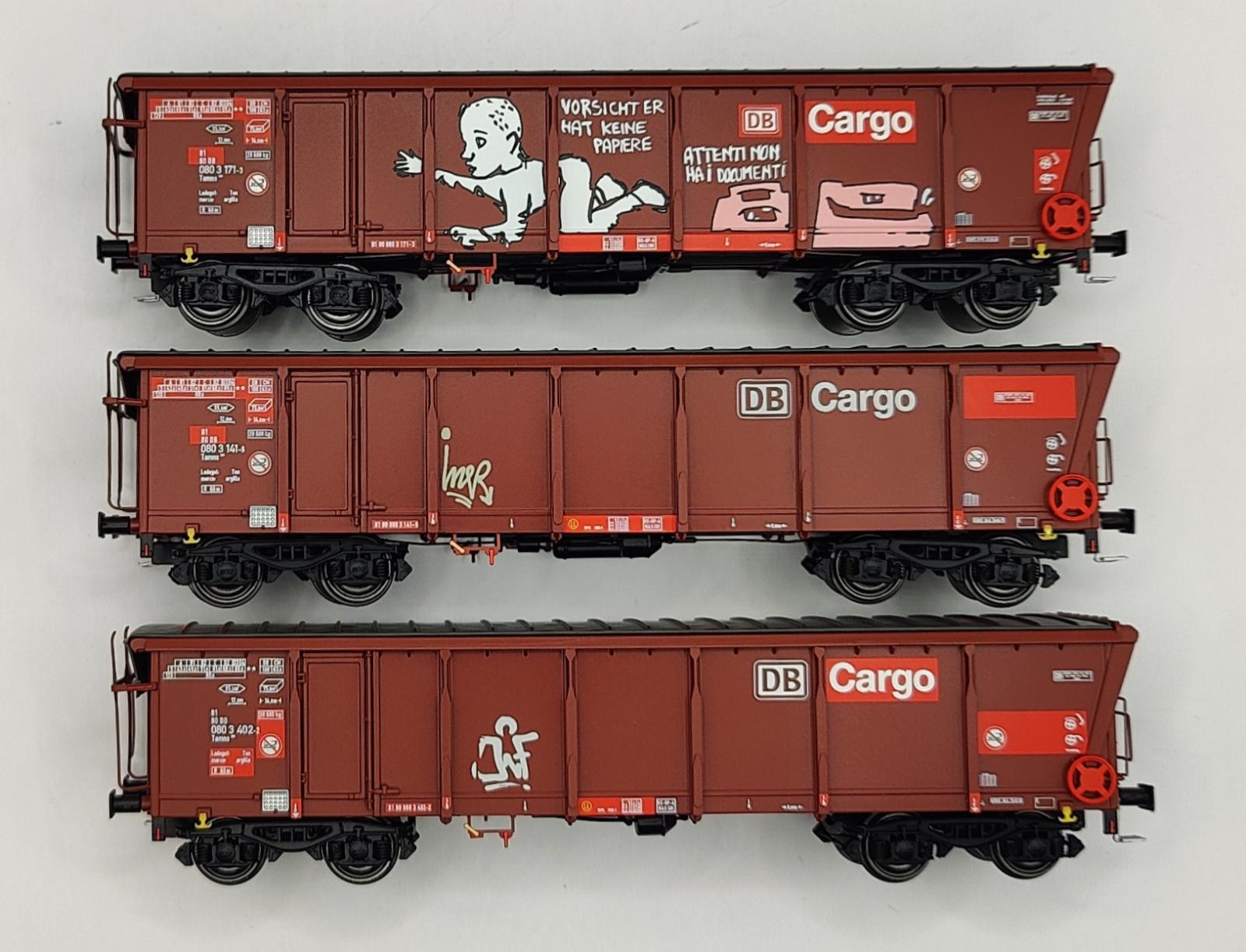 SET DE 3 WAGONS TOMBEREAUX TAMNS 895 AVEC GRAFFITI DB CARGO SET DE 3 ...